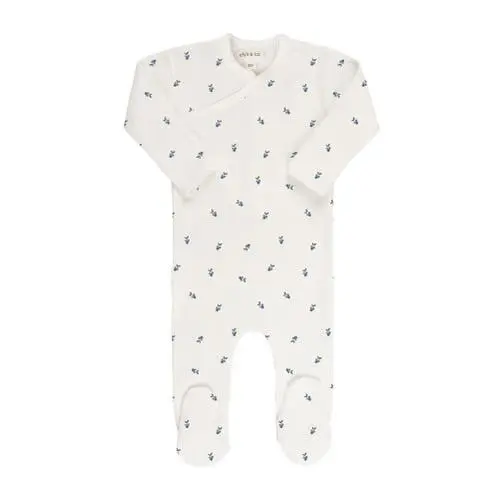 ELY'S & CO. Baby Cotton Ribbed Zipper Footie - Ivory/blue Berry