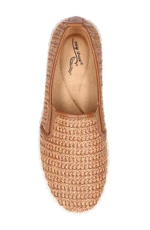 EASY WORKS BY EASY STREET Peppy Slip-on Platform Sneakers - Tan Woven