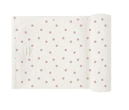 ELY'S & CO. Baby Ribbed Cotton Receiving Blanket - Floral Pin Dot
