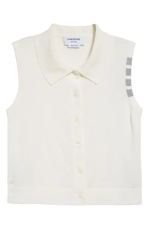 Thom Browne 4-bar Crop Cotton Polo - White