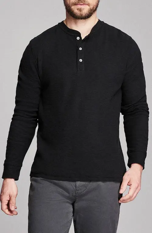Billy Reid Slub Tuck Henley - Black