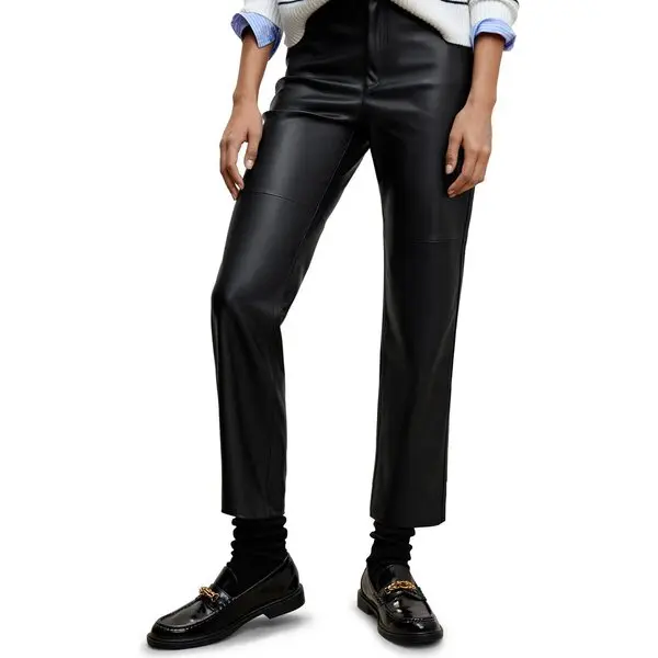 Mango Straight Leg Faux Leather Trousers