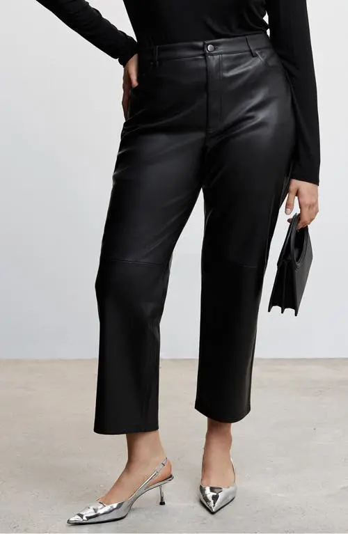 Mango Straight Leg Faux Leather Trousers