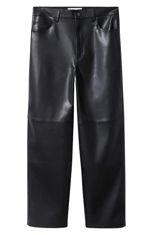 Mango Straight Leg Faux Leather Trousers