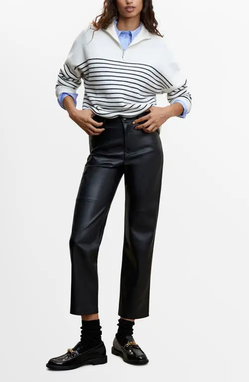 Mango Straight Leg Faux Leather Trousers