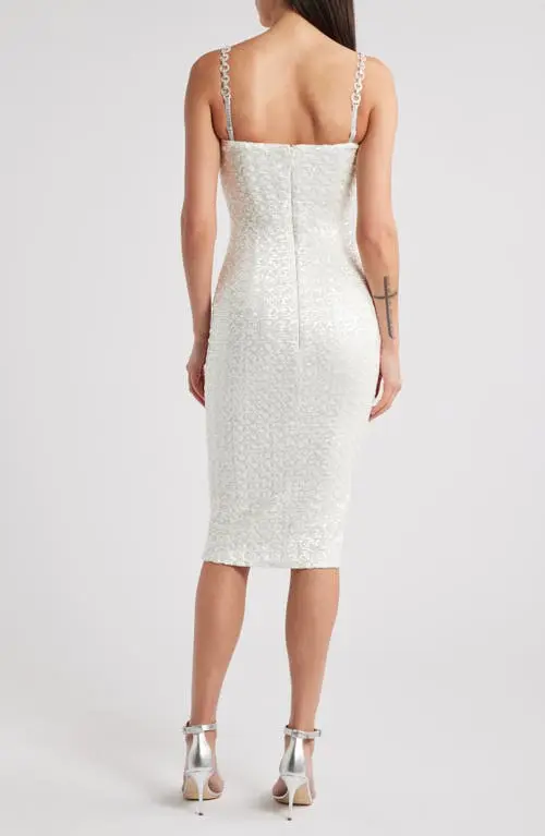 Nadine Merabi Nina Embellished Body-Con Cocktail Dress - White |  Editorialist