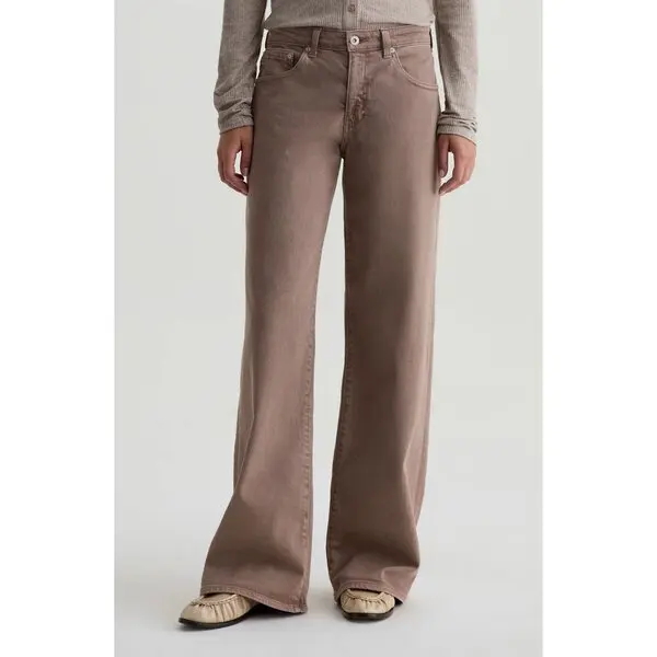 Ag Adria Low Rise Wide Leg Jeans - Sulfur Taupe Grey