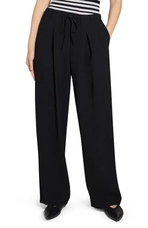 Theory Drawstring Wide Leg Trousers - Black
