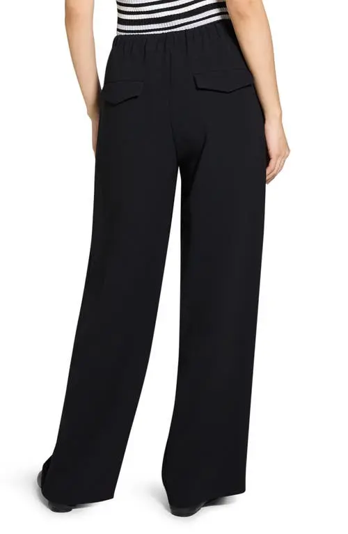 Theory Drawstring Wide Leg Trousers - Black