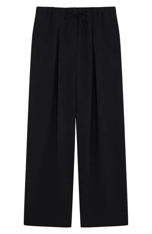 Theory Drawstring Wide Leg Trousers - Black