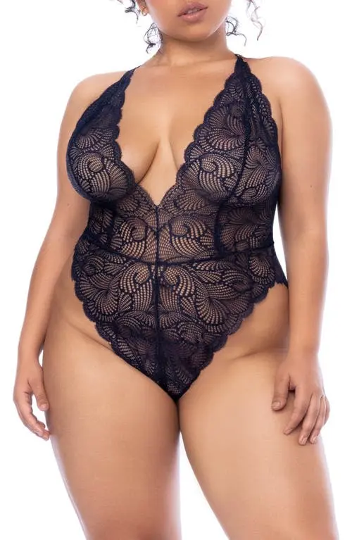 MAPALE Cutout Lace Bodysuit - Midnight Blue