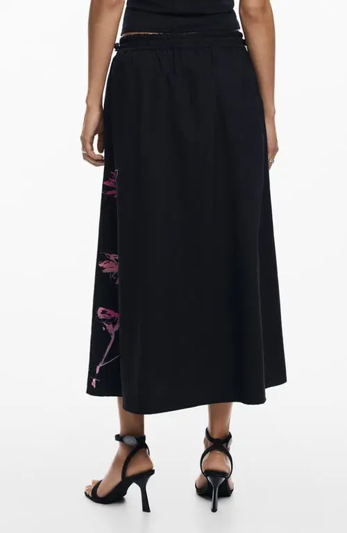 Desigual Orchid Print A-line Skirt