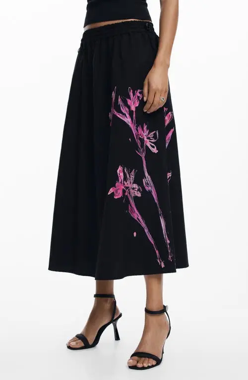 Desigual Orchid Print A-line Skirt