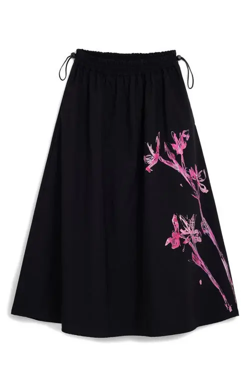 Desigual Orchid Print A-line Skirt