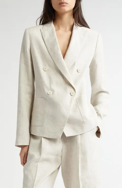 Eleventy Double-breasted Linen-blend Blazer