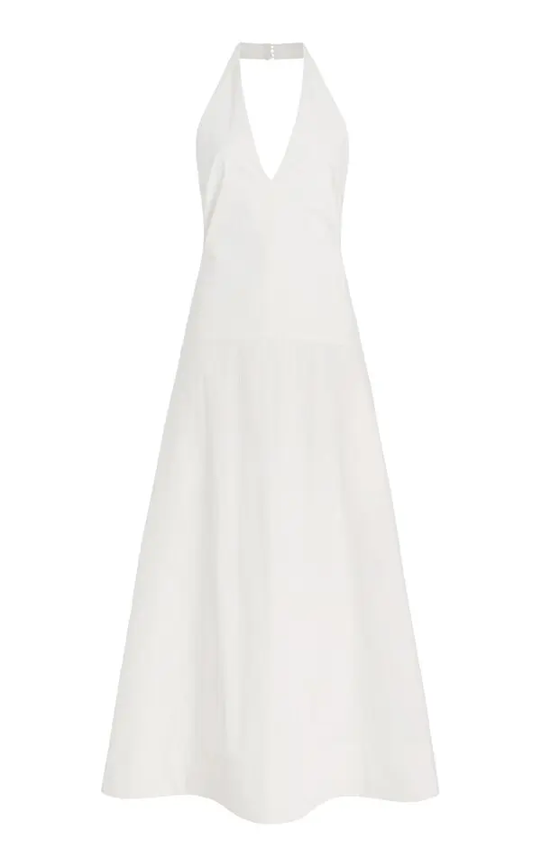 ST. AGNI Cotton-blend Halter Midi Dress