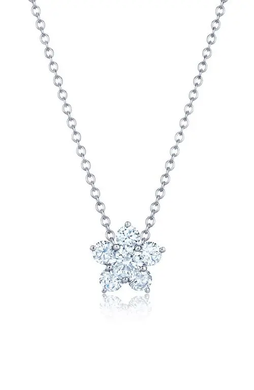 Kwiat Floral Diamond Pendant Necklace - White