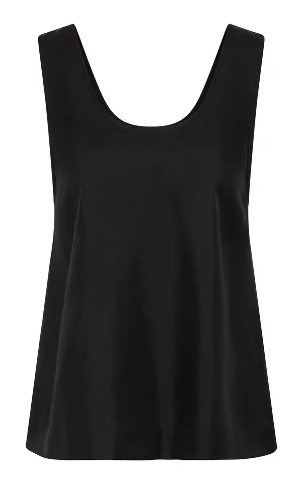 ST. AGNI Scoop-neck Silk-twill Top - Black