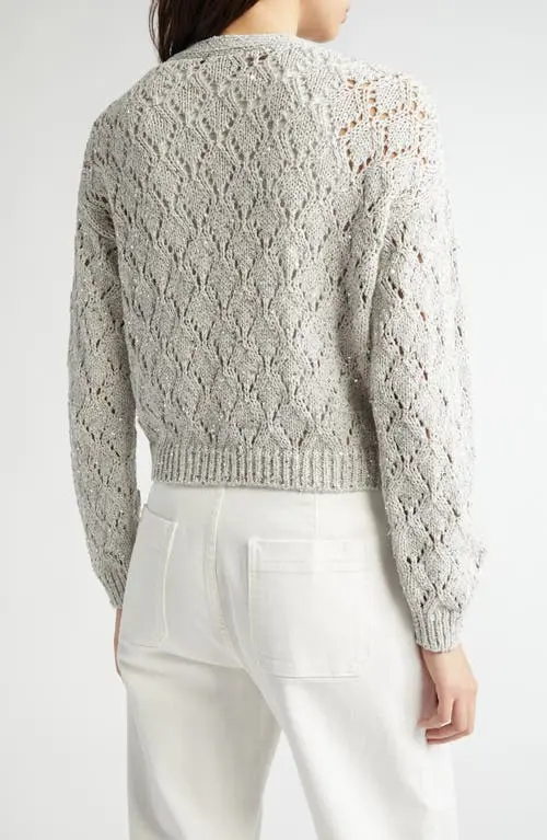 Eleventy Sequin Diamond Stitch Short Cardigan