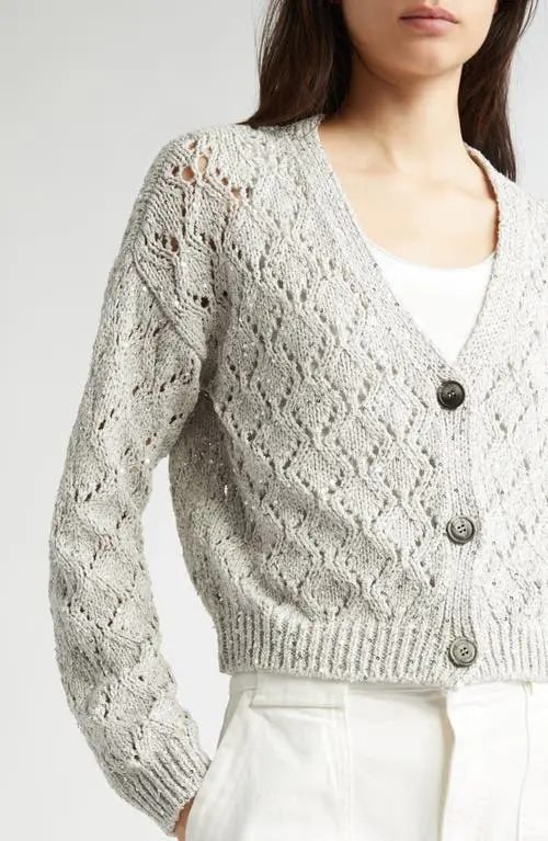 Eleventy Sequin Diamond Stitch Short Cardigan
