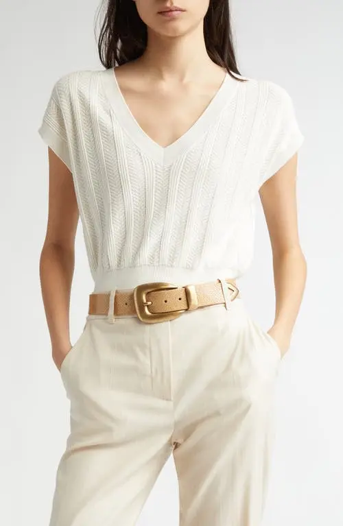 Eleventy Mixed Stitch V-neck Crop Sweater Vest