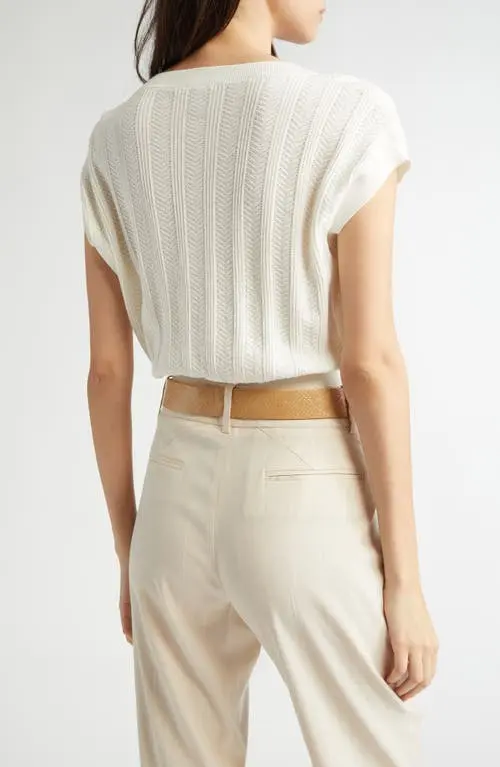 Eleventy Mixed Stitch V-neck Crop Sweater Vest