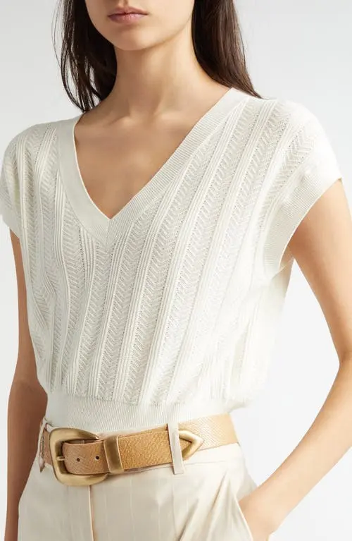 Eleventy Mixed Stitch V-neck Crop Sweater Vest