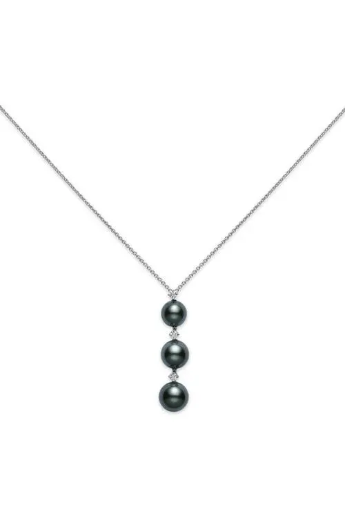 Mikimoto Black South Sea Pearl And Diamond Pendant Necklace - White Gold