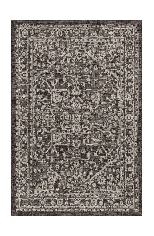JONATHAN Y Malta Bohemian Medallion Textured Weave Indoor/outdoor Area Rug - Black/gray