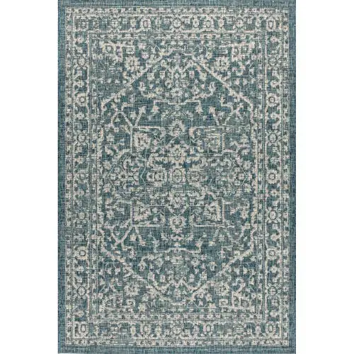 JONATHAN Y Malta Bohemian Medallion Textured Weave Indoor/outdoor Area Rug - Teal/gray