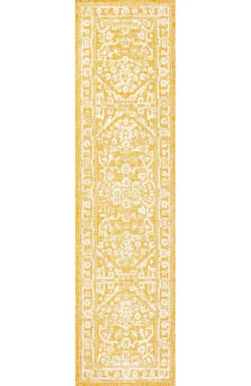JONATHAN Y Malta Bohemian Medallion Textured Weave Indoor/outdoor Area Rug - Yellow/cream
