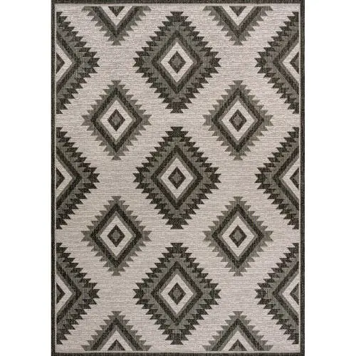 JONATHAN Y Lior Geometric Moroccan Diamond Indoor/outdoor Area Rug - Black/cream