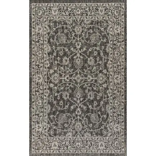 JONATHAN Y Palazzo Vine And Border Textured Weave Indoor/outdoor Area Rug - Black/gray