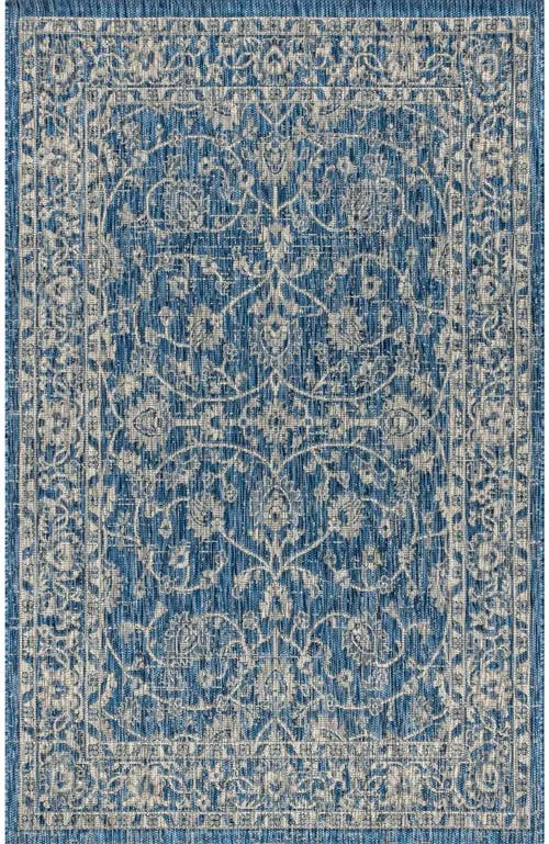 JONATHAN Y Palazzo Vine And Border Textured Weave Indoor/outdoor Rug - Navy/gray