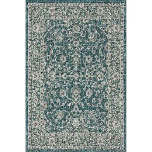 JONATHAN Y Palazzo Vine And Border Textured Weave Indoor/outdoor Area Rug - Teal/gray