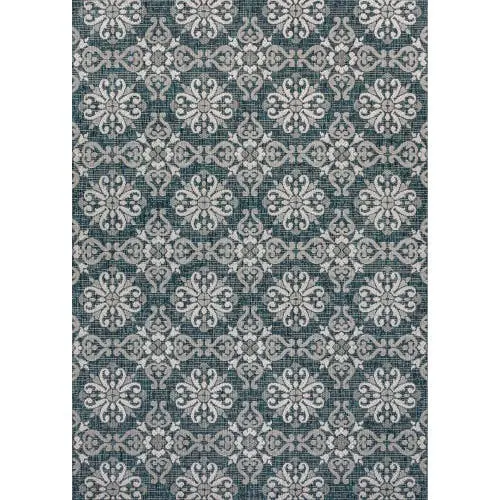 JONATHAN Y Amora Traditional Mediterranean Tile Design Indoor/outdoor Area Rug - Turquoise/cream