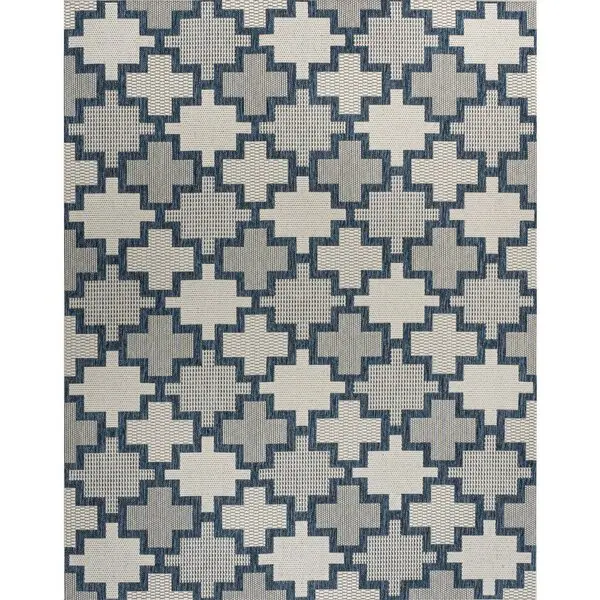 JONATHAN Y Cyrus Modern Geometric Tile Pattern Indoor/outdoor Area Rug - Navy/cream
