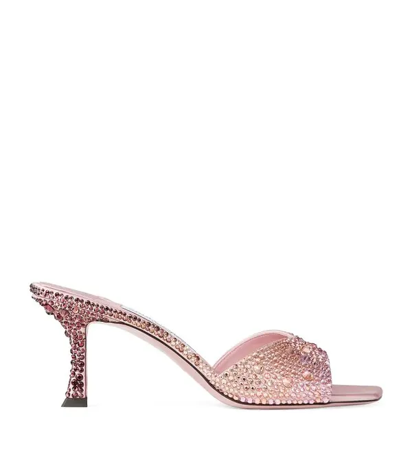 JIMMY CHOO Skye Embellished Leather Mules - Pink