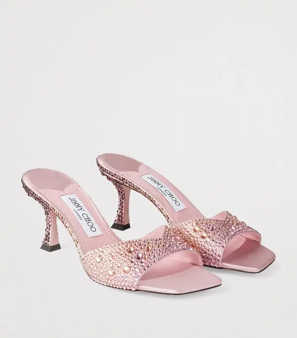 JIMMY CHOO Skye Embellished Leather Mules - Pink