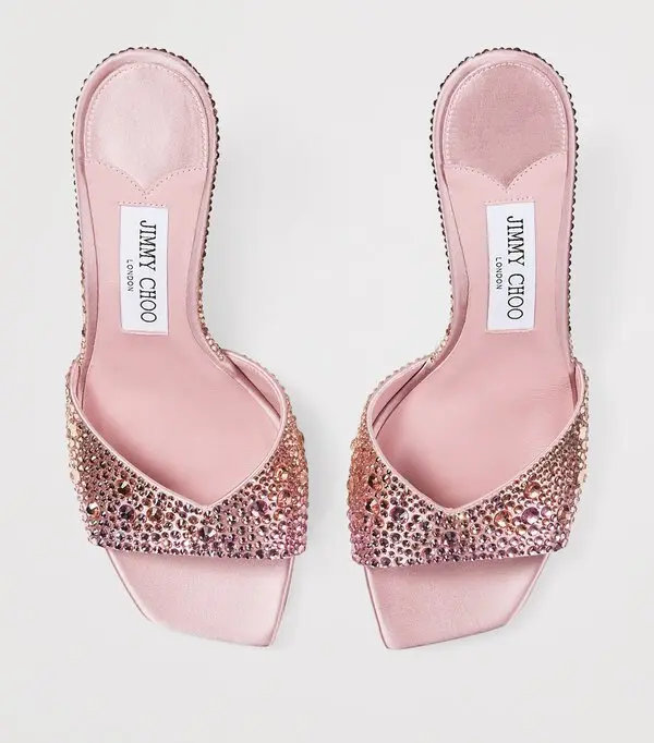 JIMMY CHOO Skye Embellished Leather Mules - Pink