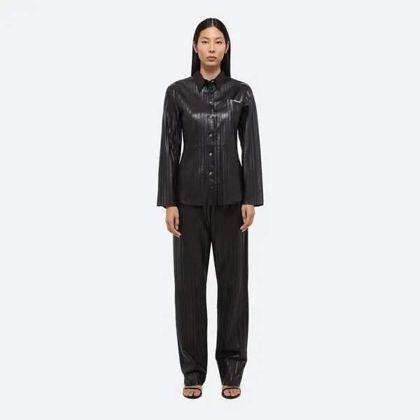 Helmut Lang Pleated Leather Shirt