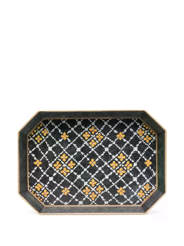 LES-OTTOMANS Hand-painted Iron Tray - Black
