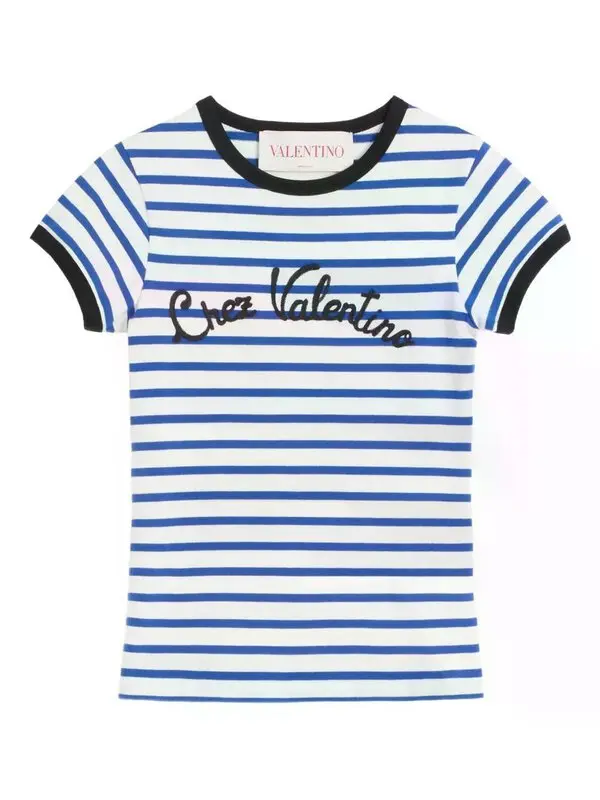 Valentino Garavani Striped Jersey T-shirt - Blue
