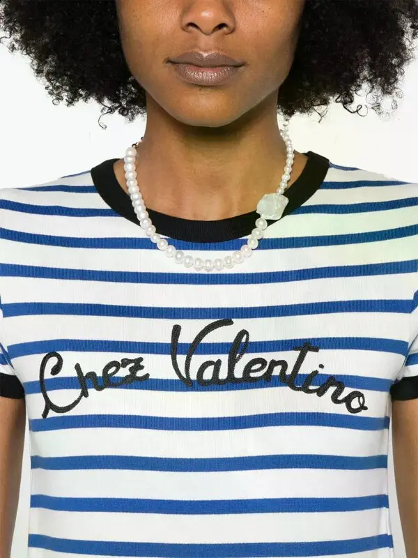 Valentino Garavani Striped Jersey T-shirt - Blue