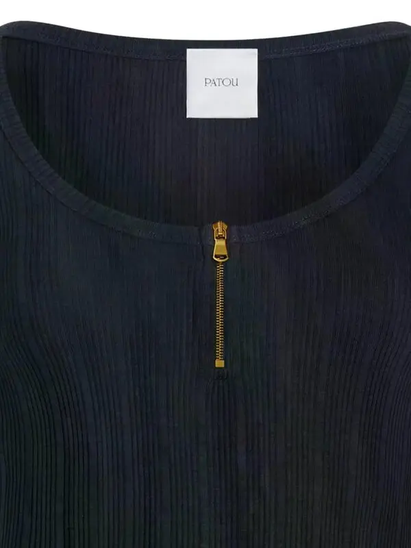 PATOU Scoop-neck Ribbed T-shirt - Blue