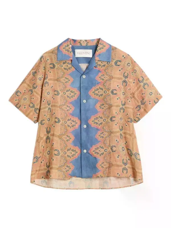 Valentino Garavani Voyage Imaginaire-print Bowling Shirt - Neutrals
