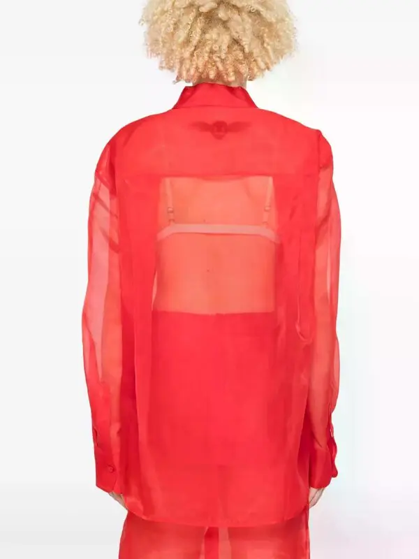 THE FRANKIE SHOP Peri Sheer Shirt - Red