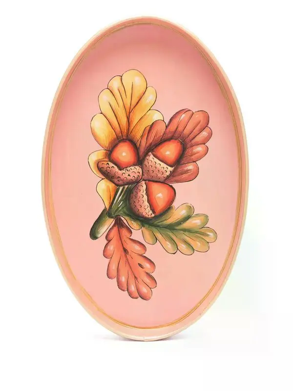 LES-OTTOMANS Hand-painted Iron Tray - Pink