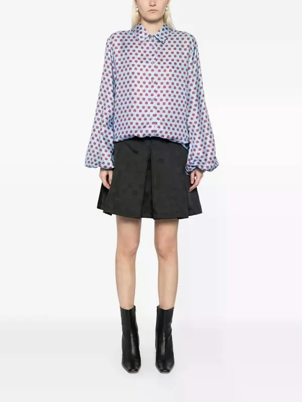 MACGRAW Logo Print Pleated Above-knee Skirt