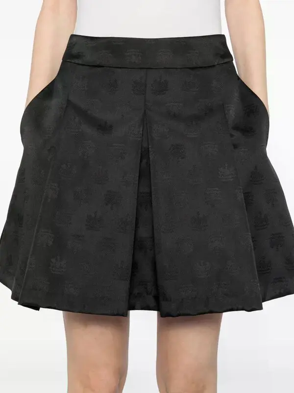MACGRAW Logo Print Pleated Above-knee Skirt